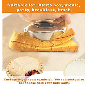 REMFLY, 3-1/2 Inch DIY Stainless Steel Round Cutter for Kids, Sealer and Decruster for Making Sandwiches, Hamburgers, Pie and More, 5.12 x 3.19 x 1.3 inches