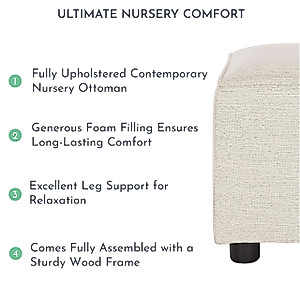 Evolur Holland Upholstered Ottoman in Thunder, Foot Rest Stool for Nursing Moms, Tool-Free Assembly, Made for Every Décor