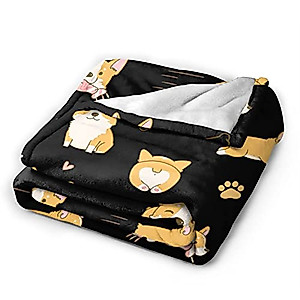 GYUIYTI Cute Corgis Blanket - 60X50 Inch Corgis Throw Blanket, Fleece Flannel Soft Blanket for Bedroom Sofa Living Room