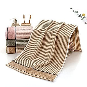 Pidada Hand Towels Set of 2 100% Cotton Striped Pattern Absorbent Soft Decorative Towel for Bathroom 13.4 x 29.1 Inch (Pink)