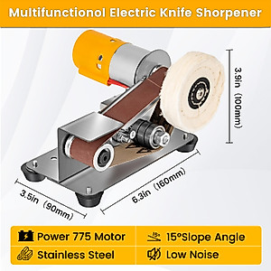 TOOVEM Mini Belt Sander-15 Degree Belt Grinder,Electric Belt-Sander Polishing,Multifunctional Electric Knife and Tool Sharpener for Metal Working, Knife Making and DIY Woodworking