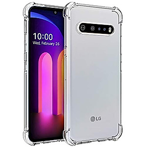 Osophter for LG V60 ThinQ Case, LG V60 Case Clear Transparent Reinforced Corners TPU Shock-Absorption Flexible Cell Phone Cover for LG V60 ThinQ(Clear)