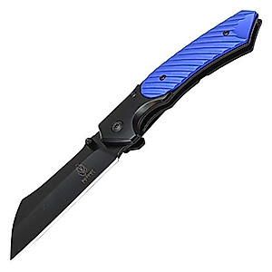 Wartech Buckshot Thumb Open Spring Assisted Stainless Steel Handle with Inlay Classic Razor Pocket Knife (PBK205BL)