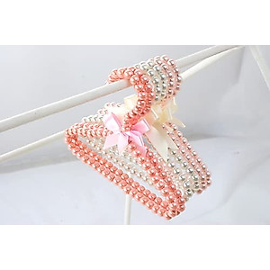 littlefall Dog Cat Pet Clothes Hanger Plastic Pearl Beaded Bow Clothes Dress Coat Hangers Closet Coat Storage Organizer Dry Rack 5 Pcs (Pink)