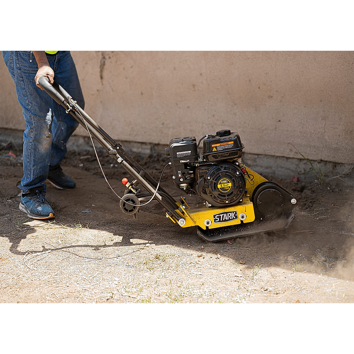 Stark USA 7.0HP 5000VPM 5500MAX Gas Vibration Compaction Force 20 x 14 inch Plate Compactor w/Built-in Wheel