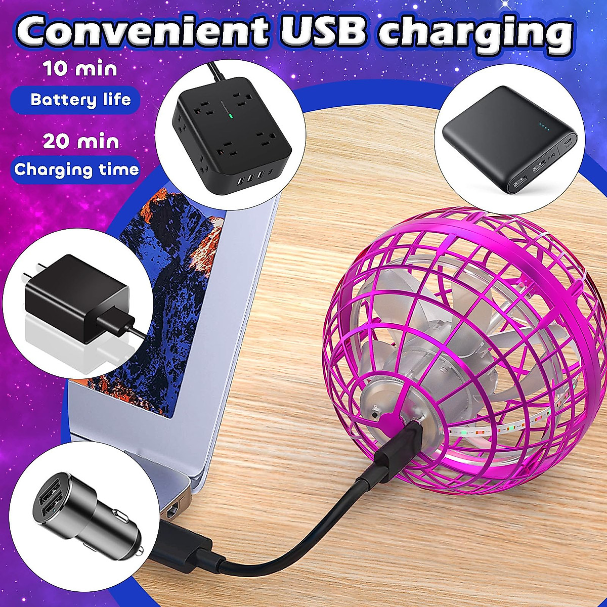 Tikduck Flying Orb Ball 2024 Toys Soaring Hover Boomerang Spinner Hand Controlled Mini Drone Cosmic Globe Spinning Kids Outdoor Fly Toy Birthday Gift Cool Stuff for Boys Girls 6 7 8 9 10+ Year Old