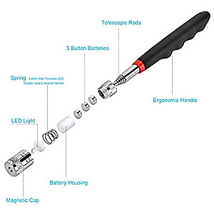 Magnetic Pick Up Tool, Telescoping Pickup Tool with LED Light, Magnetic Retrieval Tool for Hard to Reach Places, Magnet Sticks, 8LB, Gifts For Men, Dad, Handyman, Husband