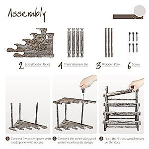 LadyRosian 4 Tier Wooden Bracelet Holder, Bangle Watch Necklace Display Storage Jewelry Holder Stand Display Organizer,Antique White