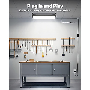 AGranTOP 2 Pack Linkable LED Shop Light - 100W 15000LM Aluminum Plug in Garage Light w/ 9.84ft Power Cord and On/Off Switch, 6500K Shop Lights for Garage, Workshop, Warehouse