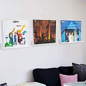 4 Pack 15 Inch Iridescent Acrylic Floating Shelves Wall Mounted Kids Bookshelf Toy Storage Wall Shelf Nail Polish Holder Perfume Display Wall Shelves for Bedroom,Living Room,Bathroom (Wavy Lines)