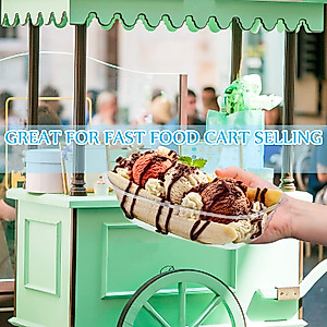 Meanplan 100 Sets Banana Split Boats 100pc 12 oz Ice Cream Sundae Bowls with 100 Wooden Spoons Disposable Clear Plastic Banana Split Bowls Dessert Splits Bowl Tray for Dessert Kids Birthday Party Dish