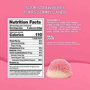 Funtasty Gummy Candy Pink Strawberry Puffs - Bulk Pack 2 Pounds