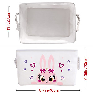 Kazulo Pink Bunny Easter Basket For kids, Rectangle Rabbit Basket, Easter Basket for Girls, Egg Hunt Bag For Boys and Girls,, Kids Easter Basket, Bunny Basket (Pink Bunny)