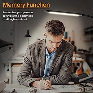 KEDSUM LED Desk Lamp with Clamp, Flexible Gooseneck Clamp Lamp with Touch & Remote Control, 10W Eye-Care Architect Desk Lamp for Office/Home, with 5 Color Modes, 5-Level Brightness & Memory Function