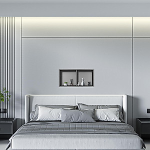 ROVOGO 12"x24"x4" No Tile Shower Niche 304 Stainless Steel, Double-Layer Recessed Wall Niche, Bathroom Niche Shelf Insert, Horizontal or Vertical, Black