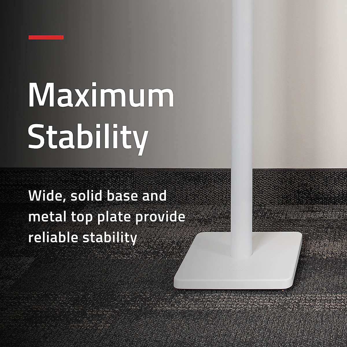 Fluance Floor Speaker Stands for Surround Sound and Bookshelf Speakers with Solid Construction, Adjustable Floor Spikes, Rubber Isolation Feet, Cable Management, Square Base - Matte White/Pair SS05SWH