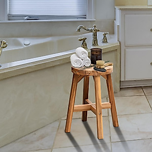 Tomile Acacia Wood Stool Round Top Chairs Best Ideas End Tables for Sofas Sub-Stool for Living Room Bedside Strong Weight Capacity Upto 350 LBS, Natural Color