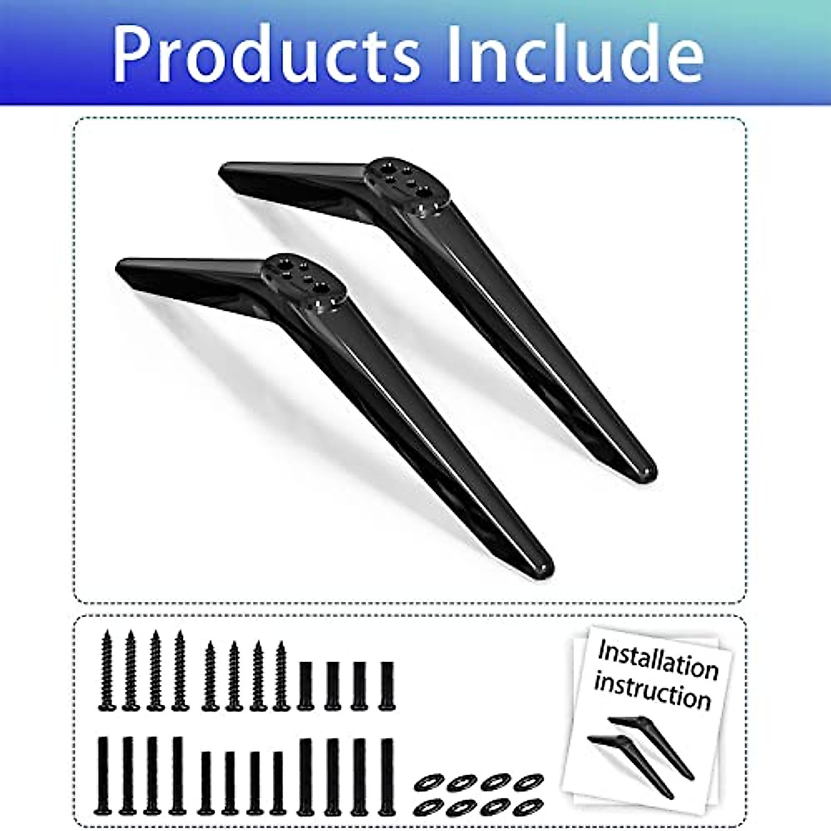 TV Stand Base for Element Roku TV, for Element 300 Series 400 Series 450 Series Smart TV, TV Stand Legs for 24 32 43 50 55 58 65 70 75 Inch Element TV with Screws Set and Instructions, Easy to Install