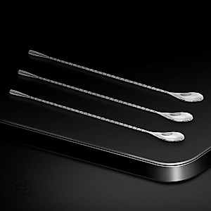 Mixing Spoon（2021 New）Bar Spoons 12 Inch Cocktail Spoon Stainless Steel Spiral Long Handle Tall Spoon Drink Mixing Spoon Silver 2pcs