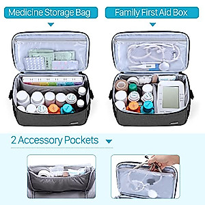 Yarwo Medicine Organizer for Pill Bottle and First Aid Kits, Small Medicine Storage Bag Empty for Emergency Medical Supplies, Ideal for Family, Office, Car, Travel, Outdoor, Camping, Hiking, Black