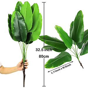 Artificial Plants Tropical Leaves Banana Tree Faux Palm Leaf Bird of Paradise Plant Fake Leaves Greenery Shrubs Indoor Outside Home Garden Office Verandah Wedding Décor