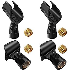 Mictop Universal Microphone Clip Holder with 5/8" Male to 3/8" Female Screw Adapter Suitable for Handheld Microphones, 4 Pack