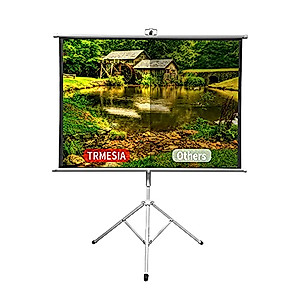 TRMESIA Projector Screen with Stand 60inch Portable Movie Screen for Projector Foldable Tripod Pull Down Projection Screen 4:3 Video Screen Retractable Stand Carry Bag Indoor Outdoor Yard Movie Night