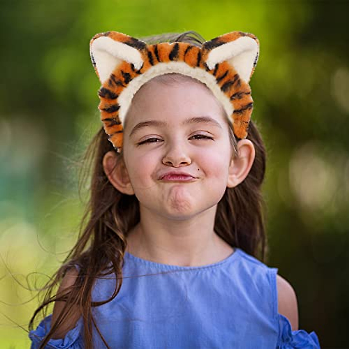 Hofar Tiger Face Wash Headband Hairband with Tiger Ears Coral Fleece Cartoon Cute Creative Hair Accessories