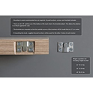 Urban Legacy Modern Hardwood Floating Accent Shelves | Set of 2 | Unfinished Oak (24" x 7" x 2")