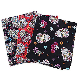 NC 3Pcs Halloween Printed Fabric Patchwork Halloween Theme Sewing Fabric Quilting Fabric Fat Quarters Fabric Scraps Sewing Fabric Fabric Bundles DIY Craft Party Supplies