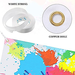 3 Pieces Blank Banners Large Signs 2 x 4 Ft 2 x 6 Ft 1.6 x 9.8 Ft Polyester Oxford Cloth Banner DIY White Blank Banner with Hanging Rope for Indoor Wall Outdoor Party Business Office, Easy Hanging
