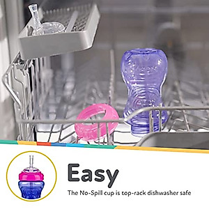 Nuby 3 Piece Girl No-Spill Cup with Flex Straw, 10 Ounce