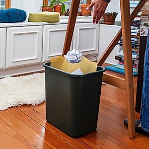 New Space Saving Trash Wastebasket, Convenient Open Recycle Trash Can, Minimalist Rectangular Garbage Bin, Fits Narrow Spaces in Commercial, Kitchen, Home Office, and Dorm. (Black)
