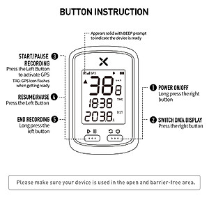 XOSS G GPS Bike Computer, Wireless Bluetooth Bike Speedometer and Odometer, Rechargeable Cycling Computer MTB Tracker with LCD Automatic Backlight Display, IPX7 Waterproof Fits All Bikes Electric Bike