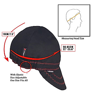 Fullsheild FR Welding Cap HRC2 Flame Resistant 2-ply Cotton Reversible Welder Hat Hood USA Standard Short Crown Black