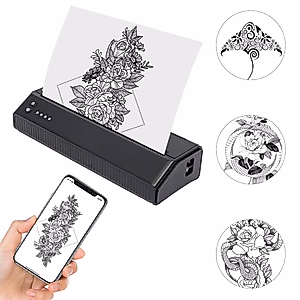 Kathring Portable Printer, 5V 2A USB/Bluetooth Wireless Thermal Printer Monochrome Portable Printer for Standard A4 Transfer Paper, Black