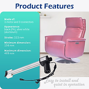 Okin Refined-R Model: JLDQ-11 & JLDQ.11.156.333P Power Recliner Lift Chair Motor, JLDQ.11.156.333P Electric Sofa Couch Actuator Replacement Parts