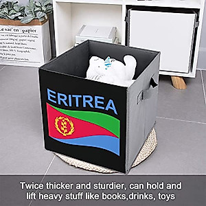 Flag of Eritrea Collapsible Storage Bins Basics Folding Fabric Storage Cubes Organizer Boxes with Handles