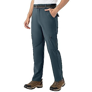 Rdruko Men's Lightweight Work Pants Waterproof Quick Dry Stertch Outdoor Hiking Cargo Pants (Cold Gray,US 36)