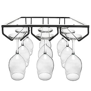 Nickel Wine Glass Rack, Wine Glasses Hanger for Cabinet Kitchen Bar, Stainless Steel Storage, Metal Organizer, Under Shelf Stemware Rack…