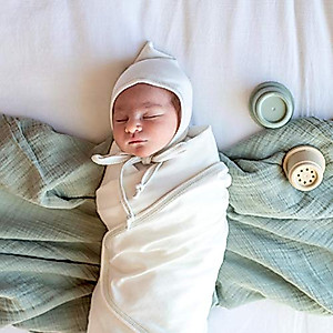 Ely's & Co. Muslin Swaddle Blanket 2-Pack — 100% Cotton Muslin Extra-Large Swaddle Blankets (47” x 47”) Watercolor Eucalyptus Print & Solid Sage