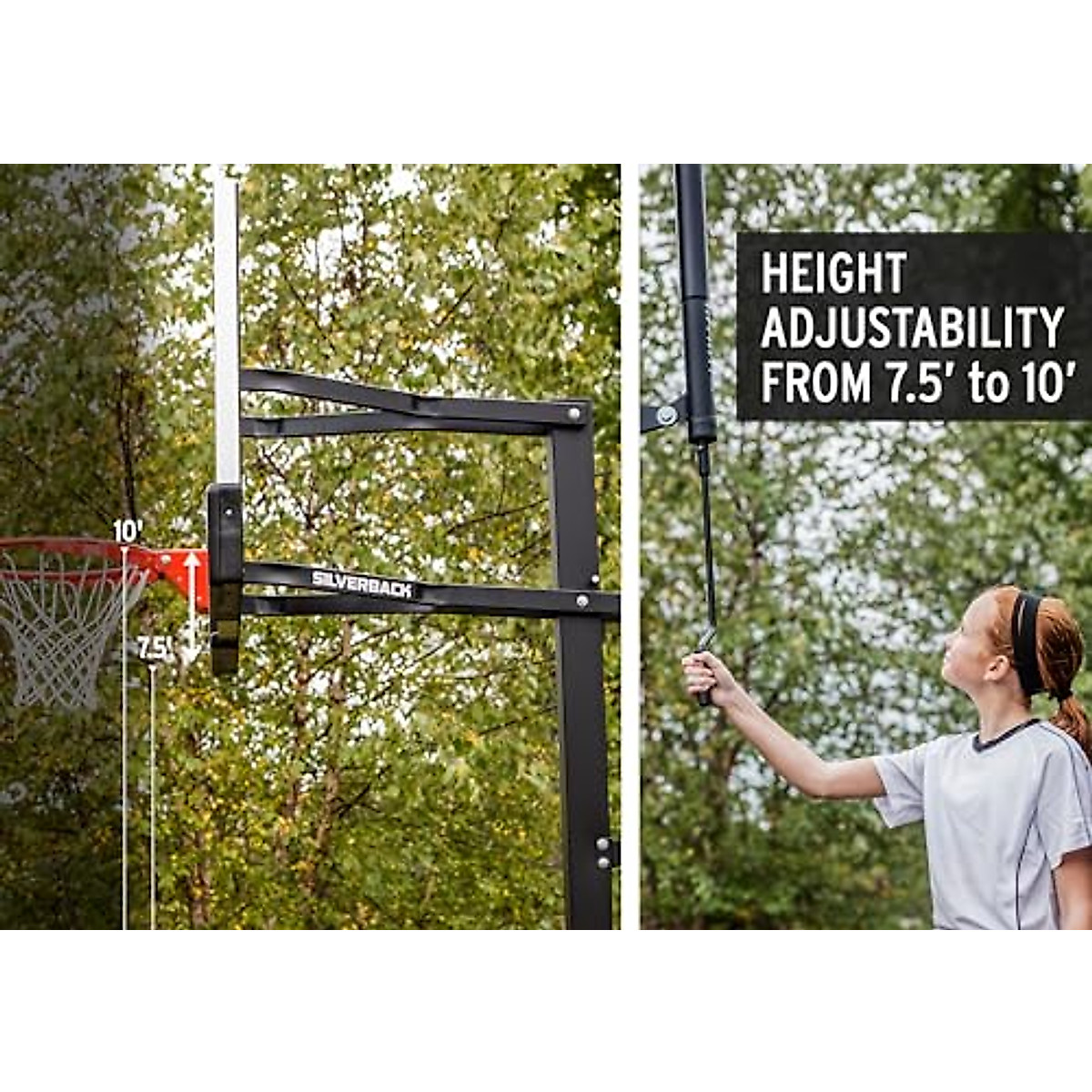 Silverback In-Ground Basketball Hoops, Adjustable Height Tempered Glass Backboard and Pro-Style Flex Rim. - Multiple Styles Available
