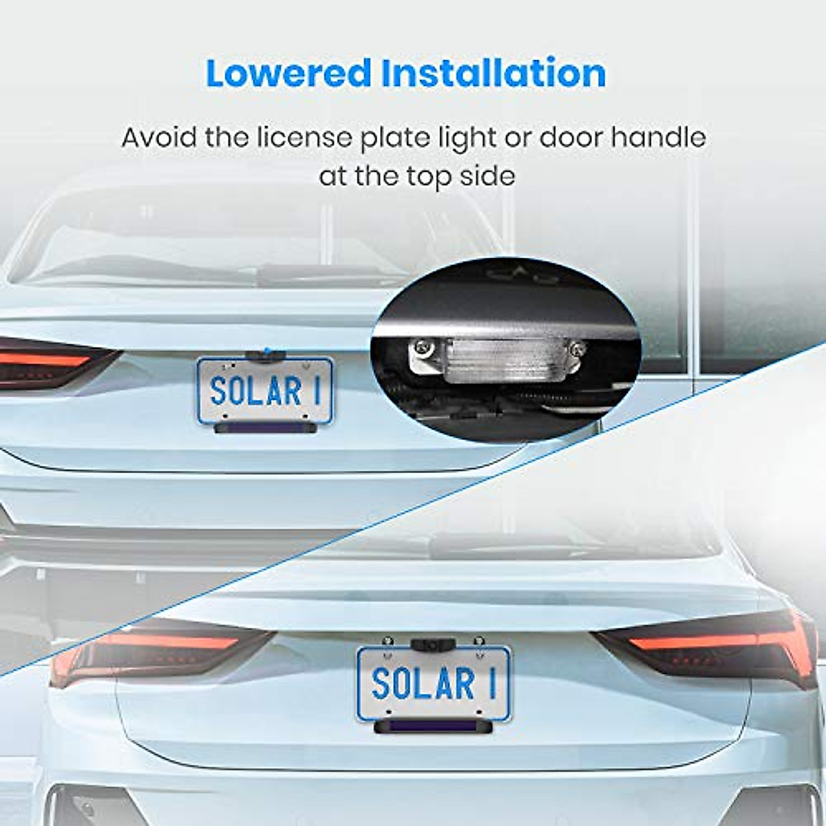 AUTO-VOX Steel Flat Tab Brackets for License Plates, Used for Soalr1 Wirless Backup Camera for Trucks