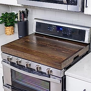 RELODECOR Noodle Board Stove Covers with Built-in Handles, Durable Extra Thick Pine Wood Handmade Cookware, Counter Space Top Covers for Electric Stoves, Farmhouse Rustic Stove Cover for Kitchen