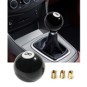 ESEWALAS 8 Ball Billiard Round Manual Gear Shift Lever Shifter Knob with 3 Adapters,Universal Gear Shift Stick Shifter Knob Lever Cover 4 5 6 Speed,Fit for Manual Car M8*1.25, M10*1.25, M10*1.5
