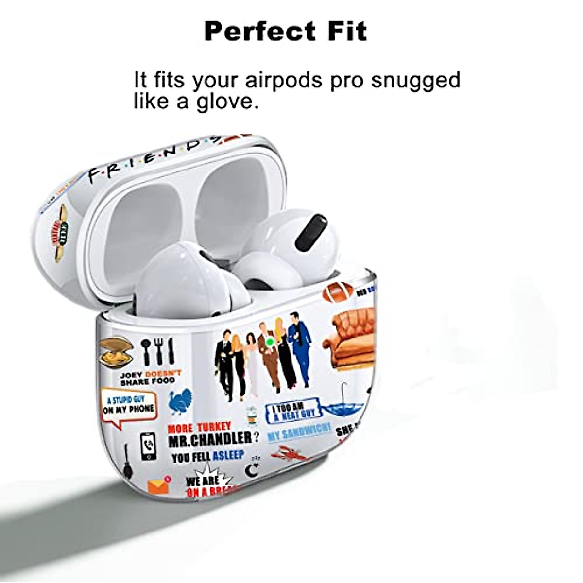 OOROYUME Cute AirPods Pro Case Cover Clear with Keychain, for Women Girls Boys Men Protective Case for Apple AirPods Pro Wireless Charging Case, Friends