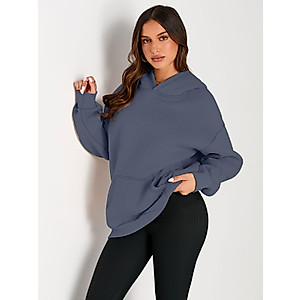 EFAN Womens Hoodies Oversized Sweatshirts Pullover Fleece Sweaters Long Sleeve Winter Fall Outfits Fashion Y2k Clothes GreyBlue S