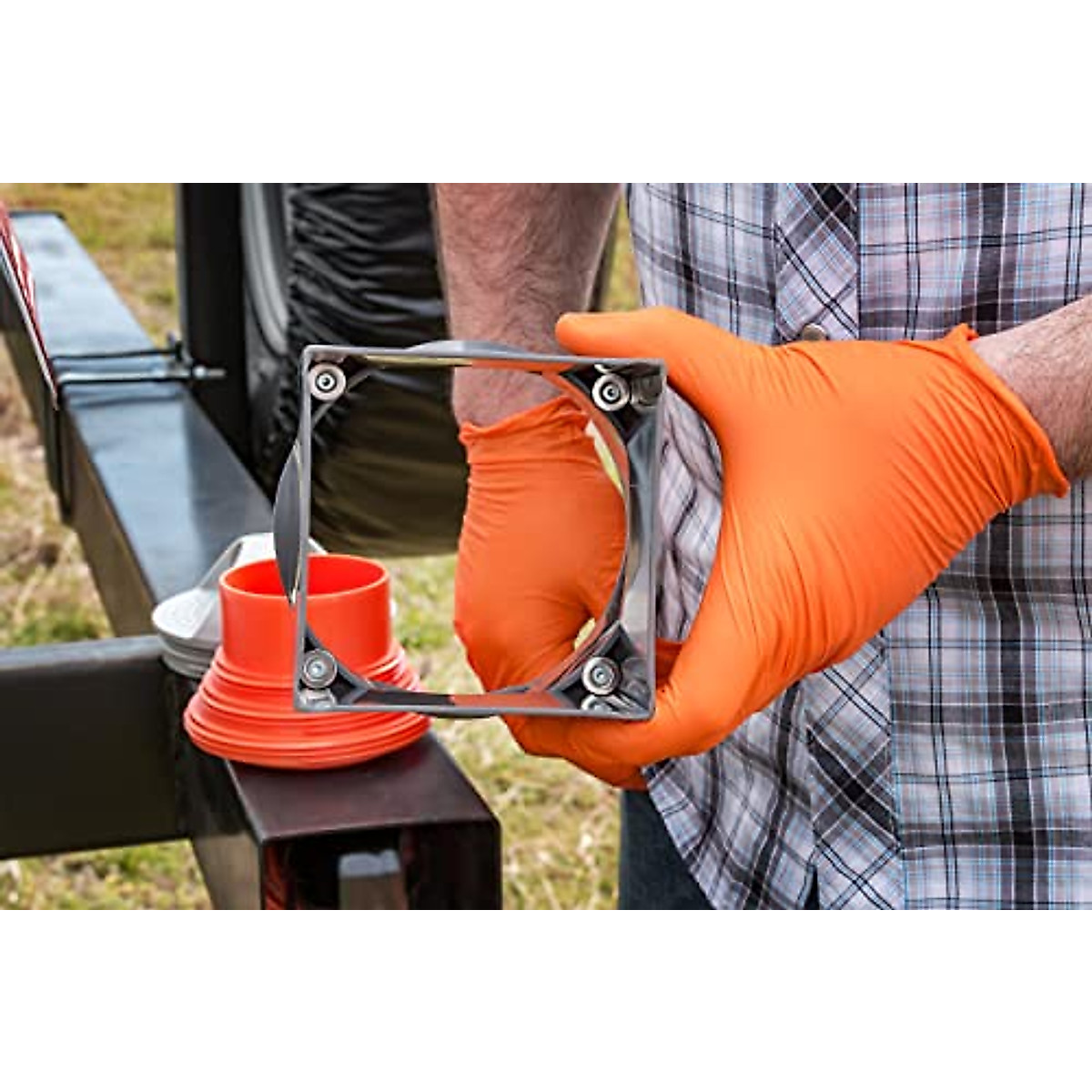 Camco RV Magnetic Bumper Cap | Allows for Convenient Storage of Your 4-in-1 Adapter During Travel | Features a Vented Cap for Air Flow While in Storage (40335), Gray