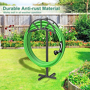 Keten Garden Hose Holder, 4 Spikes Freestanding Outdoor Hose Stand, Heavy Duty Water Hose Holder Rack and Storage Organizer for Lawn/Yard/Garden