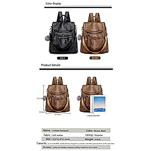 Women Backpack Purse PU Leather Shoulder Bag Travel Bag Handbag Casual Fashion Multifunction Ladys Satchel Bags Anti-theft